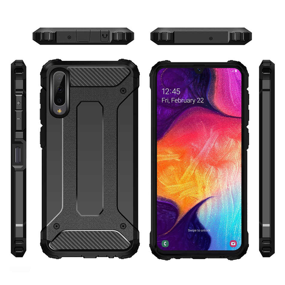 Military Defender Shockproof Case for Samsung Galaxy A50 (Black)
